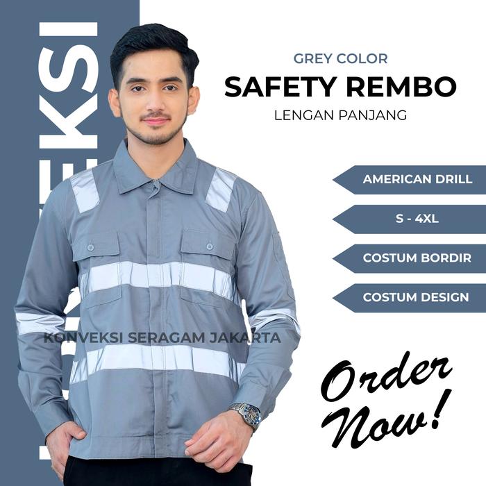 Promo Baju Kemeja Wearpack Seragam Proyek Tambang Safety Abu Grey ...