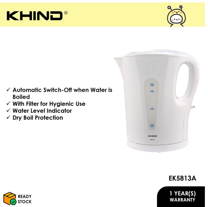 Khind 1.7L Electric Jug Kettle EK5813A (White) - TikTok Shop Malaysia