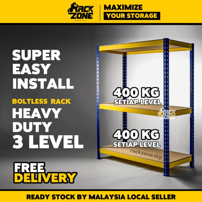 RACKZONE Yellow Blue 3 Level Rak Besi Bertingkat Boltless Rack - TikTok ...
