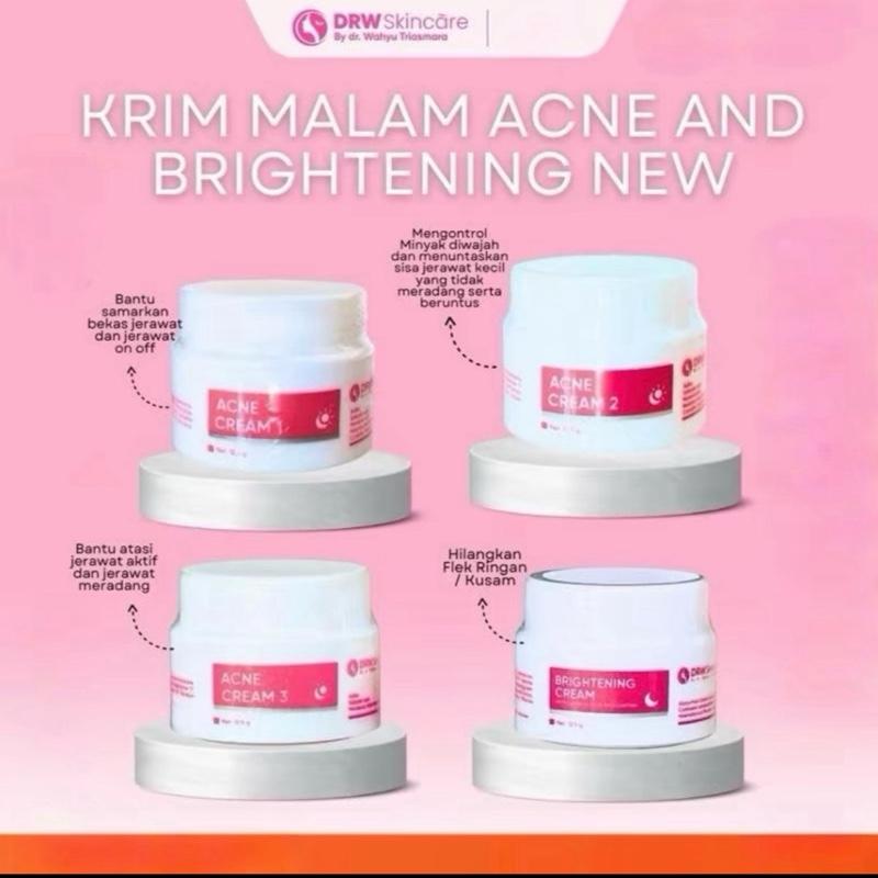 Krim malam series all Brightening cream 123 and Acne cream 123 original ...