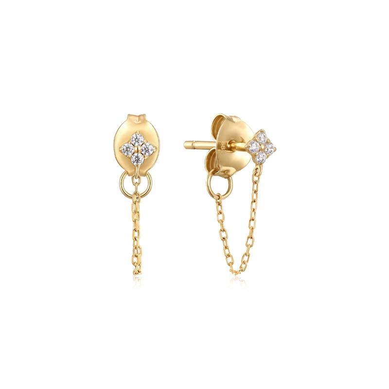Isago Anting Wanita Diamond Clover Chain Diamond Studs - Shop | Tokopedia