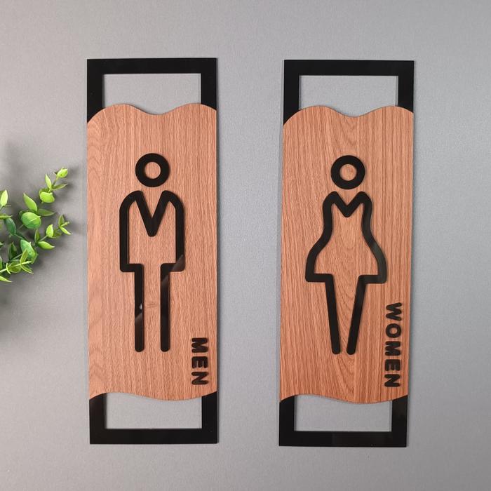 Jual Papan Tanda Toilet Akrilik Timbul Motif Kayu Arah Penanda Sign ...
