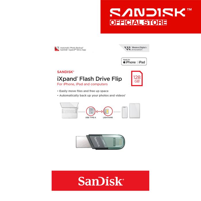 Promo SANDISK iXpand Flip 64GB / 128GB / 256GB USB 3.1 Flash Drive for ...