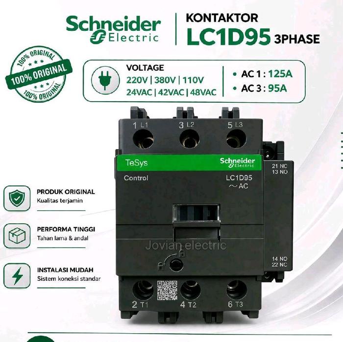 Jual Kontaktor Schneider LC1D95E7 48VAC 3 Phase LC1D95 48V Asli ...