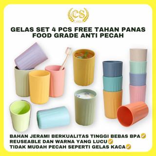 CS Gelas Set 4 Pcs Bahan Jerami Plastik BPA FREE Tahan Panas - Shop ...