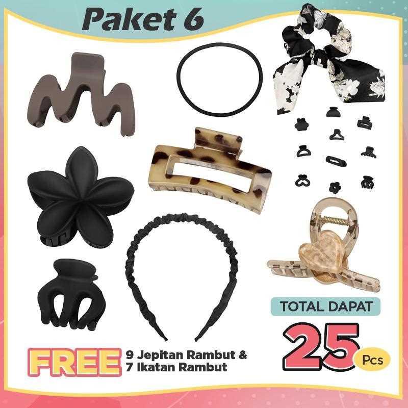 【TIKTOK COD】Paket 6 Jepitan Accessories Rambut Korea Warna Hitam - Shop ...