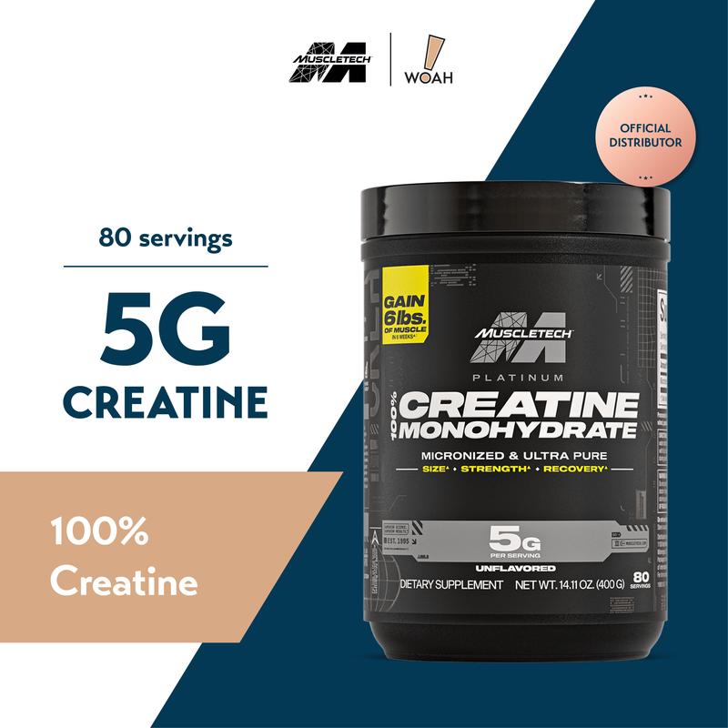 MuscleTech Platinum 100% Creatine Monohydrate Unflavored (400g - 80 ...