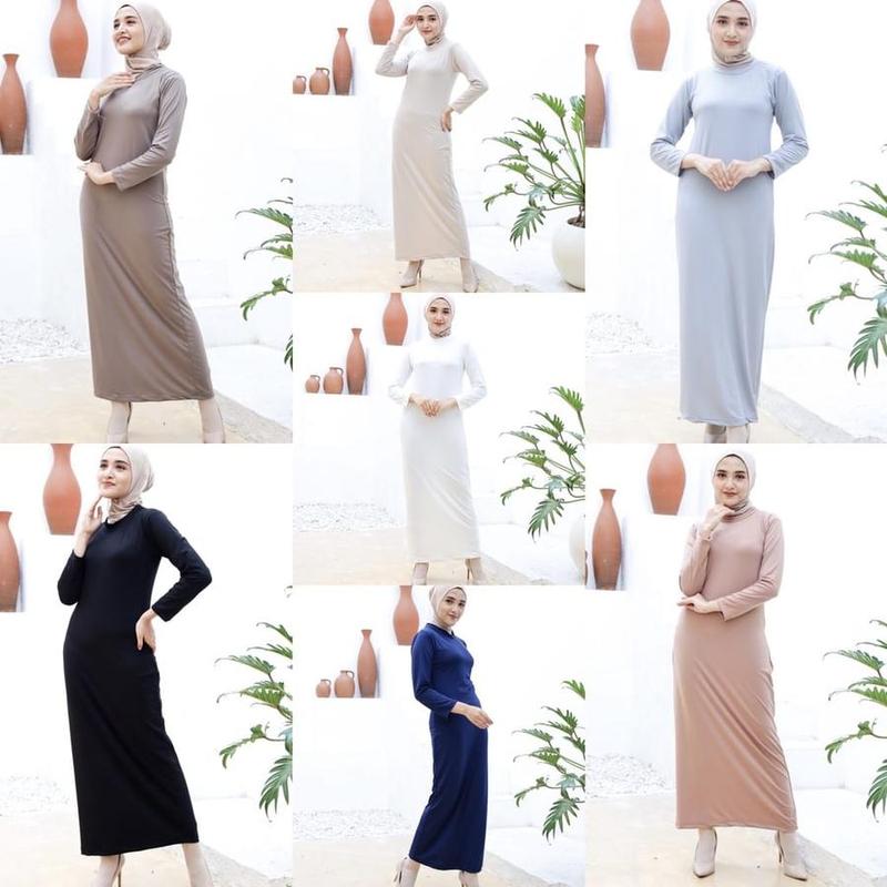 Manset Gamis Dalaman kaftan - Inner Dress Panjang Lengan Bahan Jersey ...