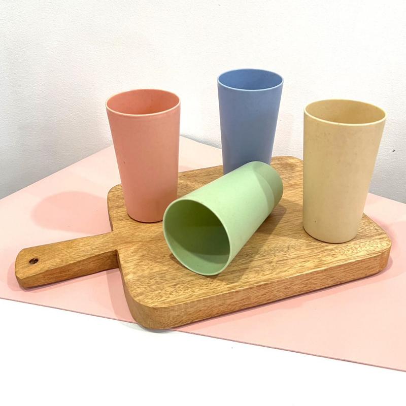 6 PCS MARBLE COLORED 120zTUMBLERS/ WHEAT STRAW COLORFUL PLASTIC ...