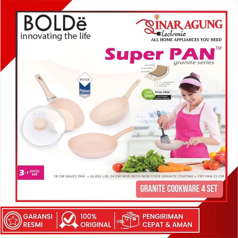Super Pan BOLDe Panci Granite Ceramic Cookware 4 Set Beige - Shop ...