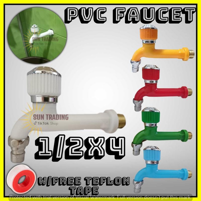 1PCS 1/2x4 Elegant PVC Wall Mounted Faucet 1/4 Turn Faucet Round ...