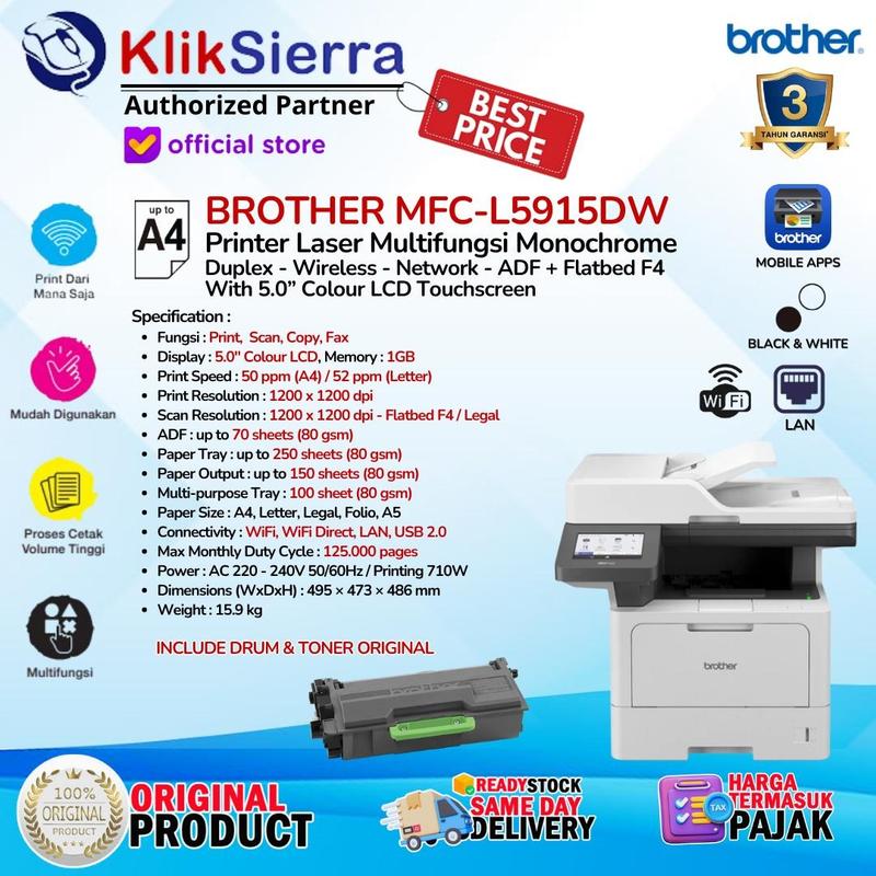 PRINTER BROTHER MFC-L5915DW L5915 & MFC-L6915DW L6915 Printer Laser All ...