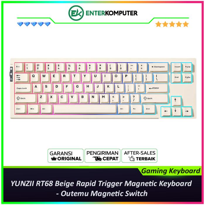 Promo YUNZII RT68 Beige Rapid Trigger Magnetic Keyboard - Outemu ...