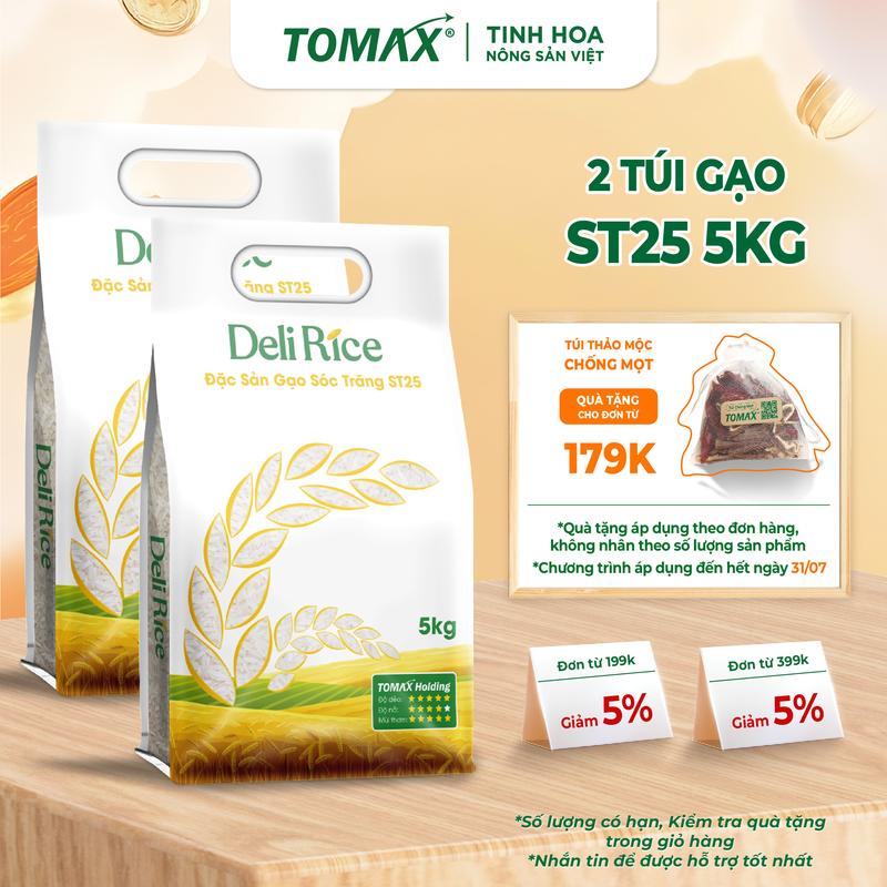 Combo 2 túi 5kg gạo ST25 Deli Rice thượng hạng, dẻo thơm - TOMAX ...