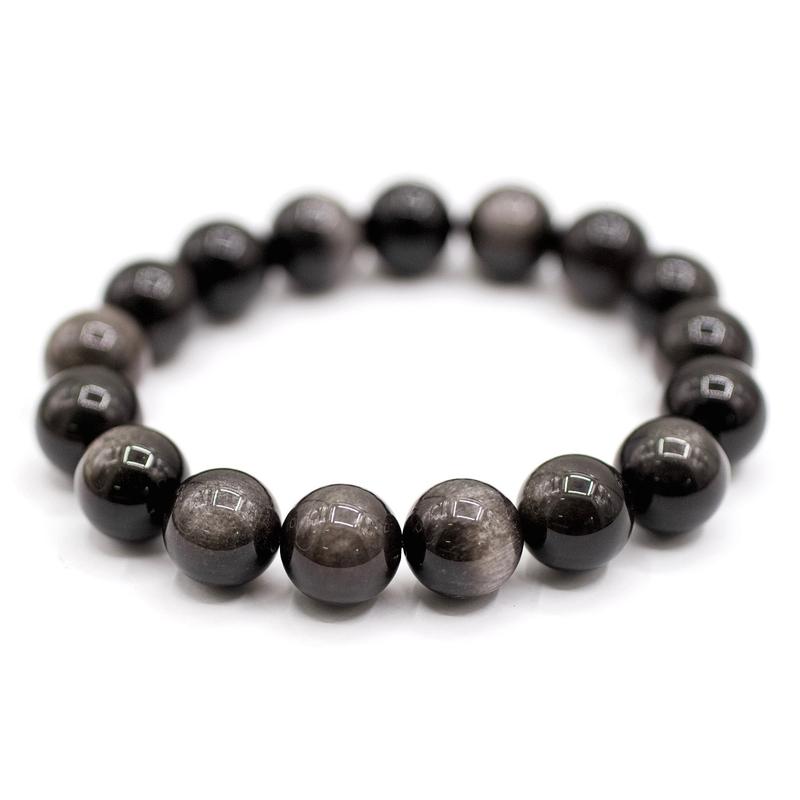 Natural Silver Sheen Obsidian Silver Obsidian Crystal Bracelet - TikTok ...