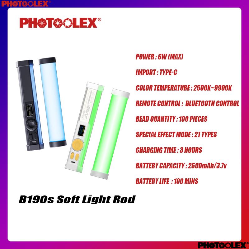 PHOTOOLEX RGB Magnetic Tube Light B190S Desktop Fill Light Portable ...