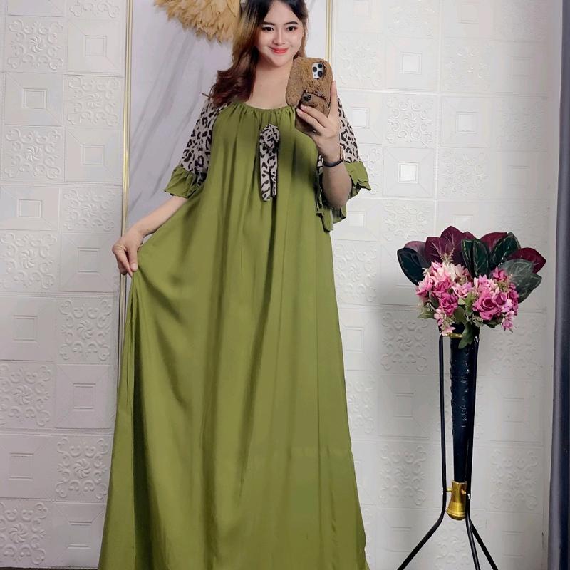 Daster Arab Jumbo Polos Kombinasi Motif Leopard Dress Andin Fuji - Shop ...