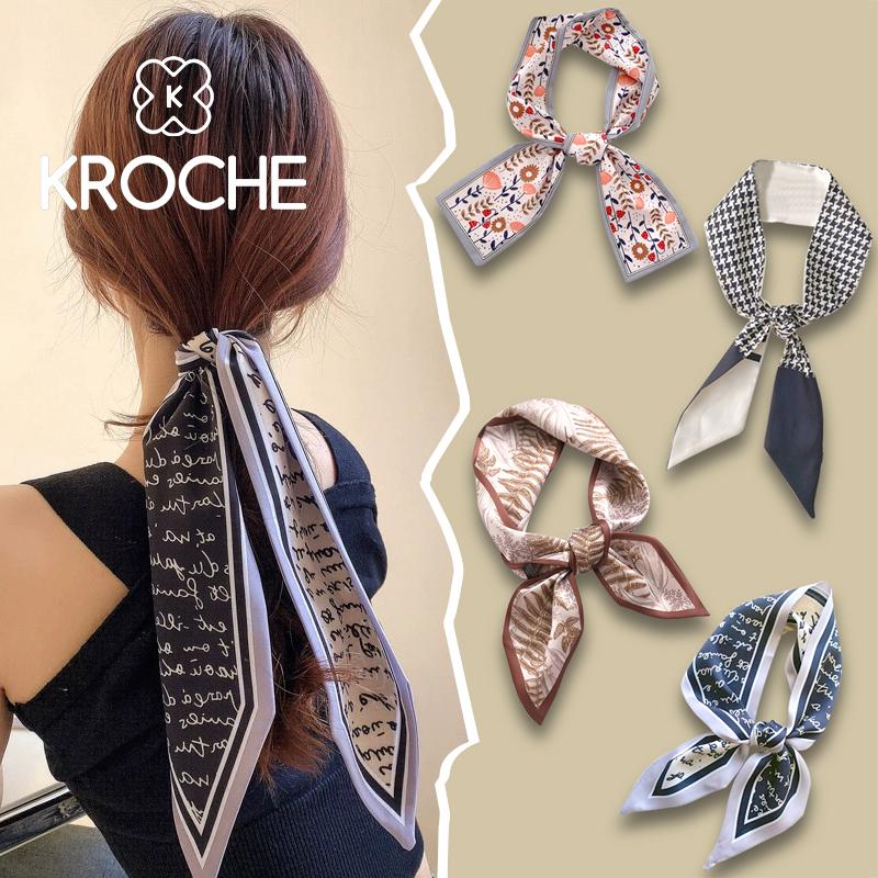 Kroche - Scarf Leher Silk Mini Syal Sutra Ikat Rambut Pita Syal Silk ...