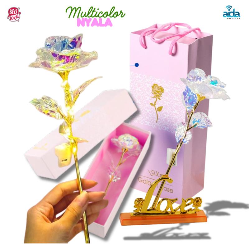 Gift box Bunga Mawar Dekorasi Artificial Rose Gold Foil Rose with ...