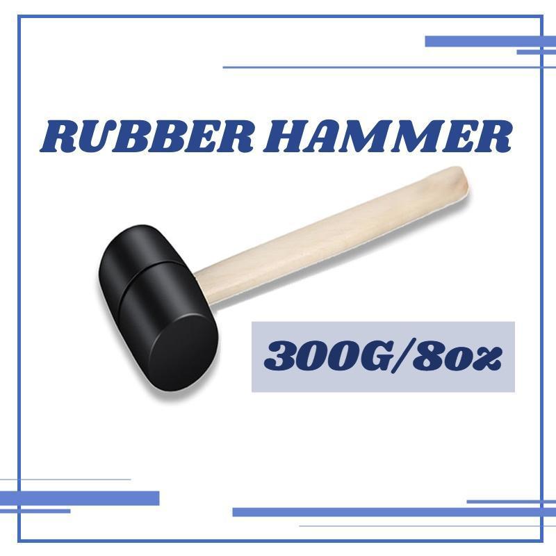 Multifunctional Solid Rubber Hammer with Wooden Handle 300g 8oz ...