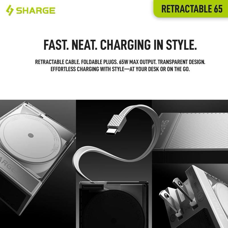 Shargeek Sharge Retractable 65 Pull to Charge, Retract to Store. Sleek ...