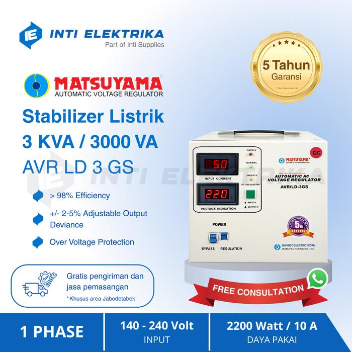 Jual Stabilizer MATSUYAMA 3000 Watt 3 KVA Stavolt Stabiliser AVR/L-3GS ...