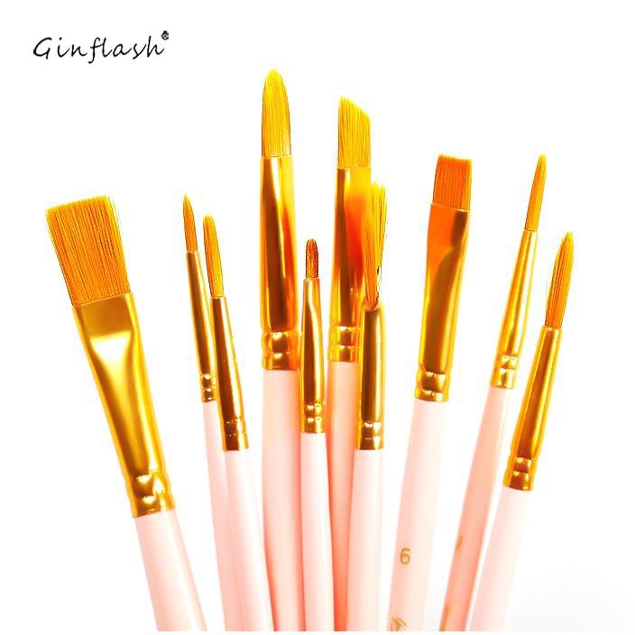 Ginflash 10Pcs Pink Watercolor Gouache Painting Pen Nylon Wooden ...