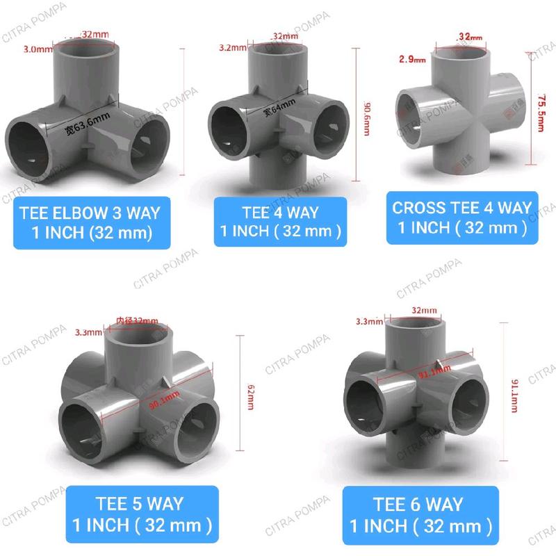 TEE 1" inch 3,4,5,6 way / TEE 1 inch cabang 3 , 4 , 5 , 6 sambung pipa ...