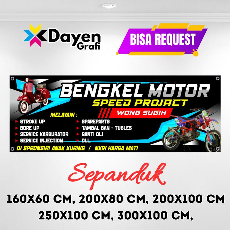 Spanduk Banner Bengkel Motor Biru Hitam Cetak berbagai Ukuran - Shop ...