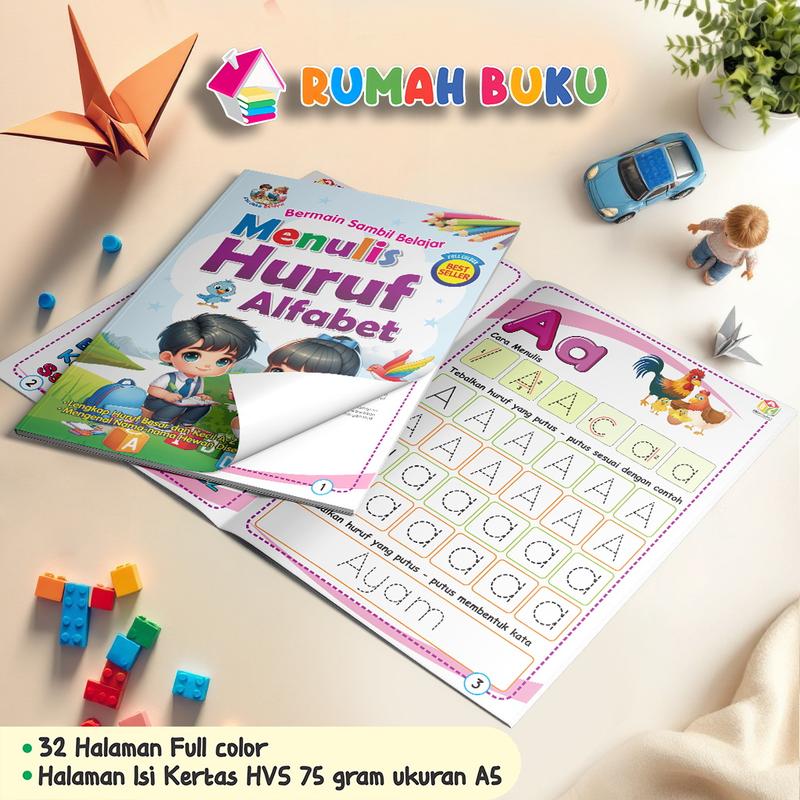 Buku PAUD Belajar Menulis Alfabet 32 Halaman Full Color HVS 75 gram ...