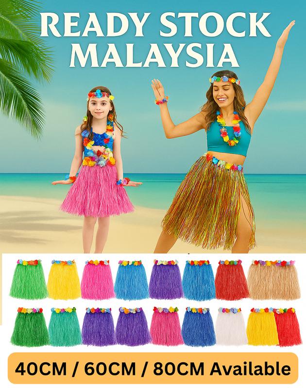 (Ready Stock) Skirt Tarian Hula Hawaii 40/60/80cm | Untuk Kanak-Kanak ...