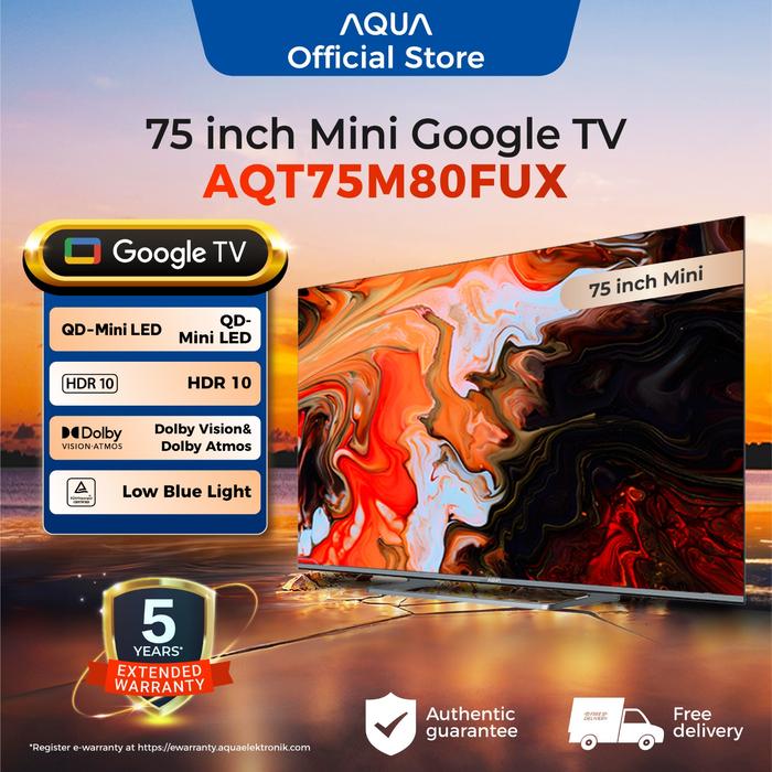Promo AQUA Elektronik TV AQT75M80FUX-4K 75 Inch Mini Google TV QD-Mini ...