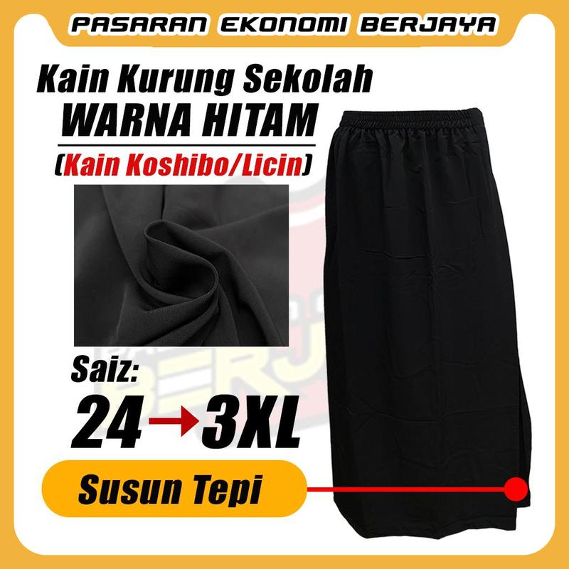 Kain Kurung Sekolah Hitam SUSUN TEPI Rendah/Menengah - Koshibo/Licin ...