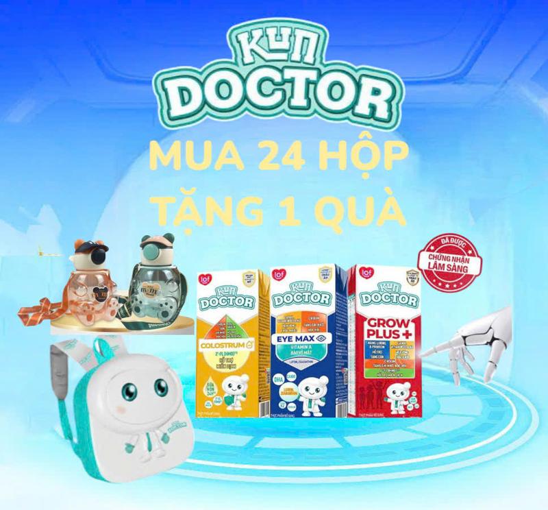 [kèm quà] 24 hộp Kun- doctor loại 110m.l tặng kèm balo hoặc bình ...