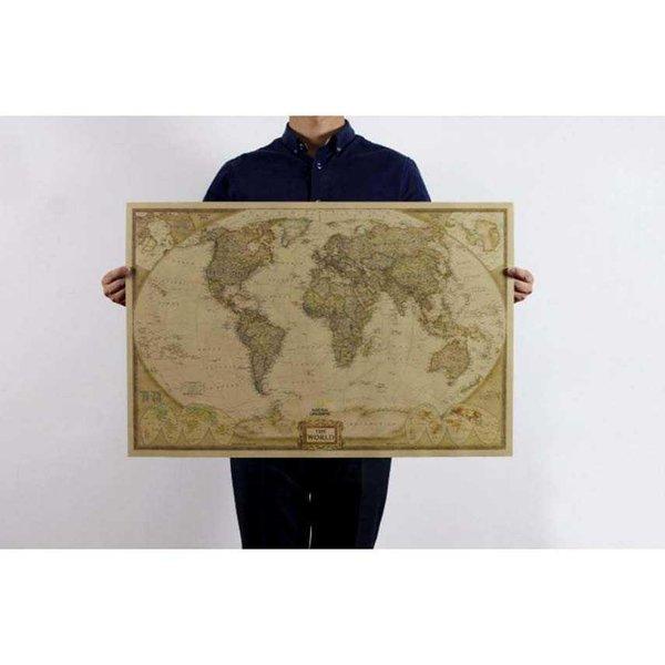 Jual Poster Peta Dunia Large Vintage World Map 72.5 x 47.5 cm - N401 ...