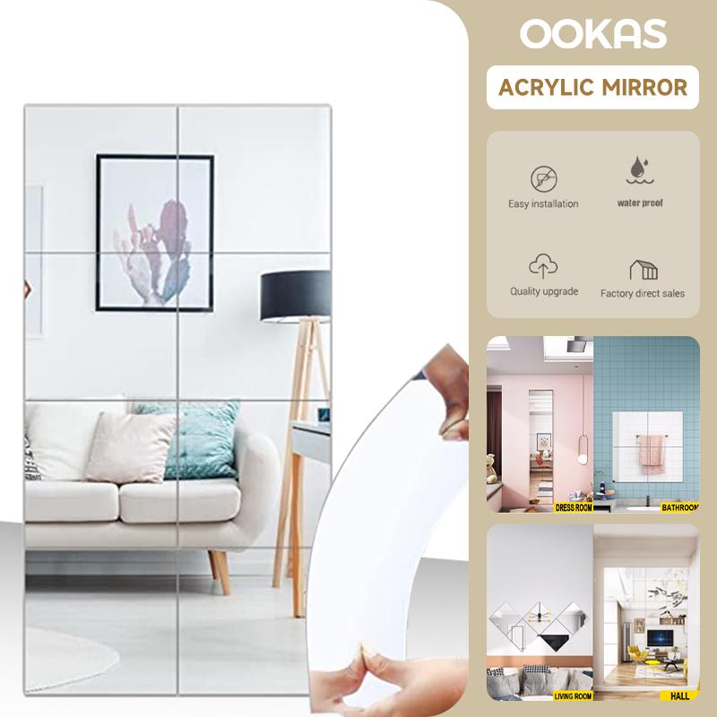 【Wall mirror】COD Mirror Self Adhesive Wall Mirror Long HD Arcyclic ...