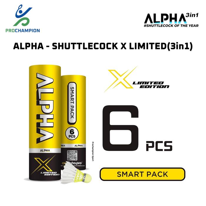 Promo Shuttlecock Badminton ALPHA X Yellow Smart Pack 3in1 Isi 6 pcs ...