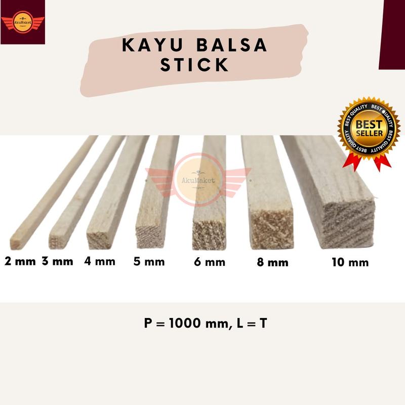 Kayu Balsa Stick 1000 x 3 x 3 mm (Premium Quality) - Shop | Tokopedia