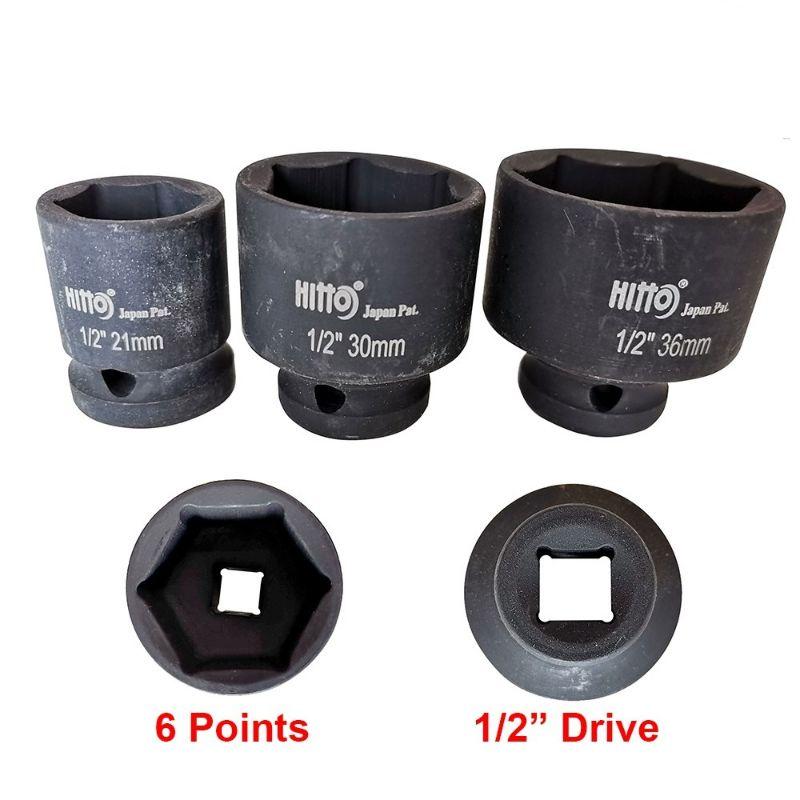 READY STOCK（100%ORIGINAL）HITTO BOX SOCKET 1/2" DRIVE 6 POINT SHORT 14mm ...