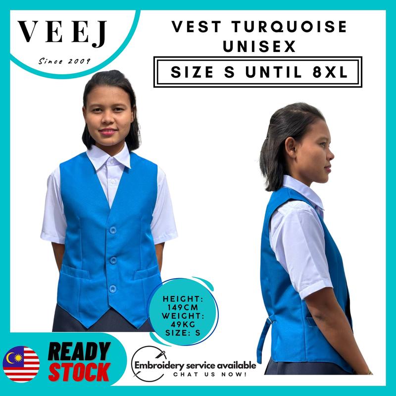 VEST BIRU CAIR 100% BERKUALITI POLYESTER PREMIUM TURQUOISE & - TikTok ...