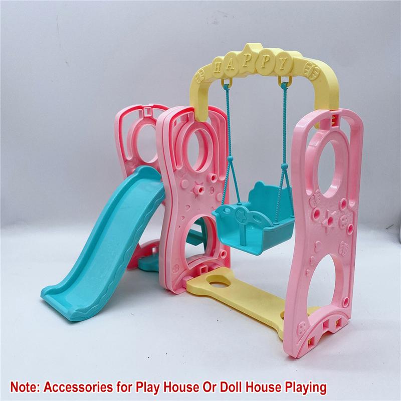 Macaron Color Swing &Slippery Slide Set for Kid Doll Kids Pretand ...