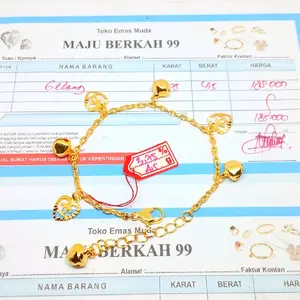 Gelang tangan terbaru motif daun emas muda 4,5gr anti luntur dapat ...