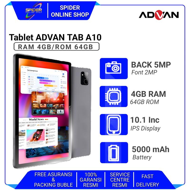 ADVAN TAB A10 WIFI ONLY 10.1'' INCH RAM 4/64GB | TABLET ADVA - Shop ...