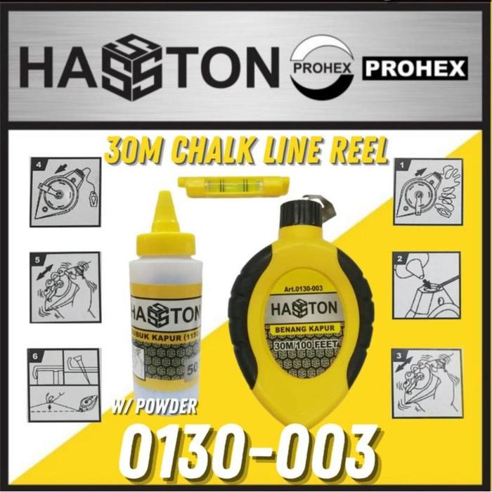 Jual HASSTON PROHEX 30 meter Chalk Line with Powder - Sipatan garis ...