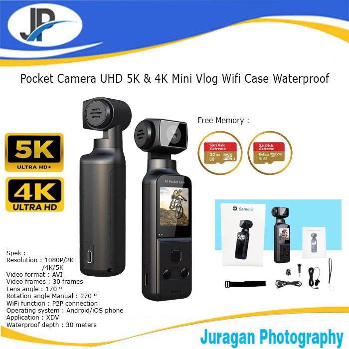 Jual JP Pocket Camera UHD 5K & 4K Mini Vlog Wifi Case Waterproof Video ...