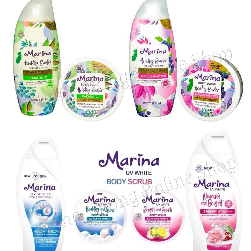 Marina UV Lotion 185ML Combo Marina UV White Body Scrub 3x Active ...