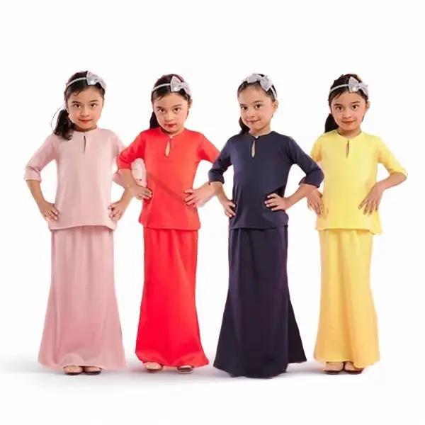 Baju Kurung Moden Plain Lengan 3/4 Three Quarter Sleeves Budak ...