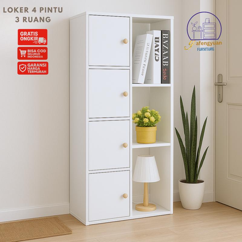 Loker 4 Pintu 3 Ruang - Rak Loker Susun Minimalis - Loker Dinding Kamar ...