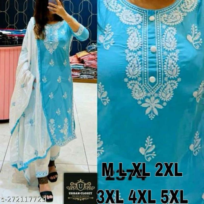 Embroidery Punjabi Kurti set 3 piece from M to 5XL size , ready ...