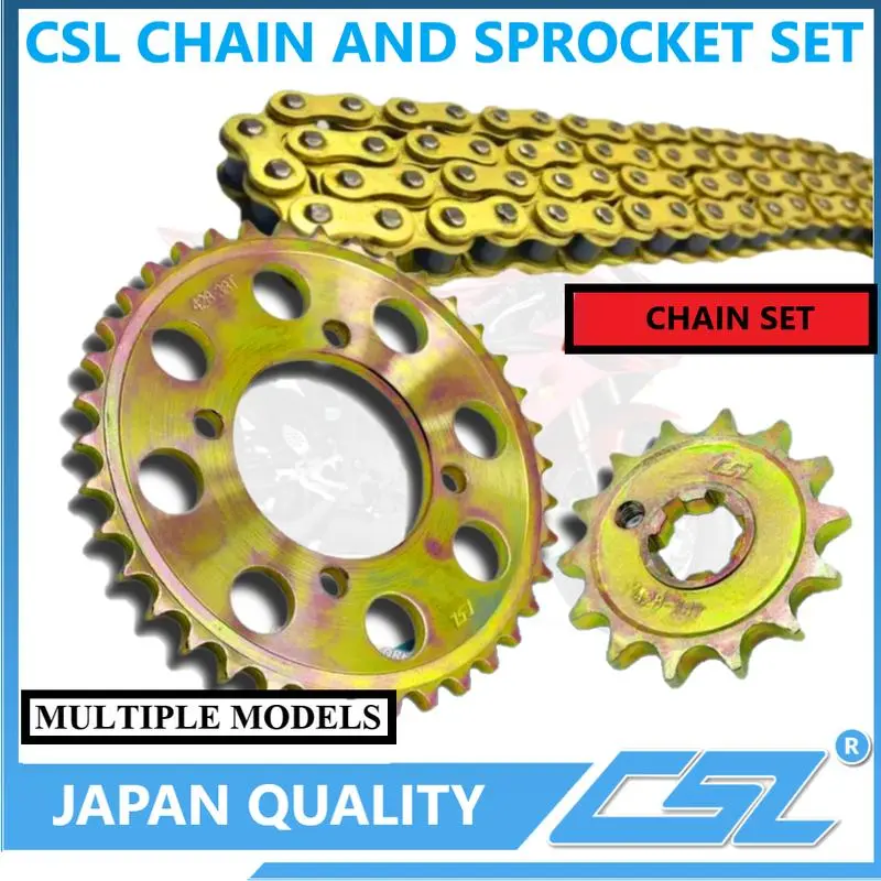 CSL JAPAN QUALITY GOLD CHAIN AND SPROCKET SET FOR ANY MOTORCYCLES PARTS ...
